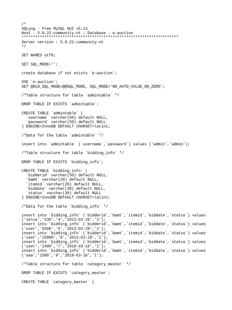 E-Auction Database | PDF | Information Retrieval | Software