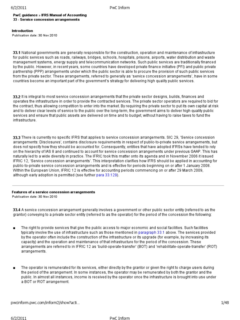 IFRIC 12 Service Concession Agreement | PDF | International Financial ...