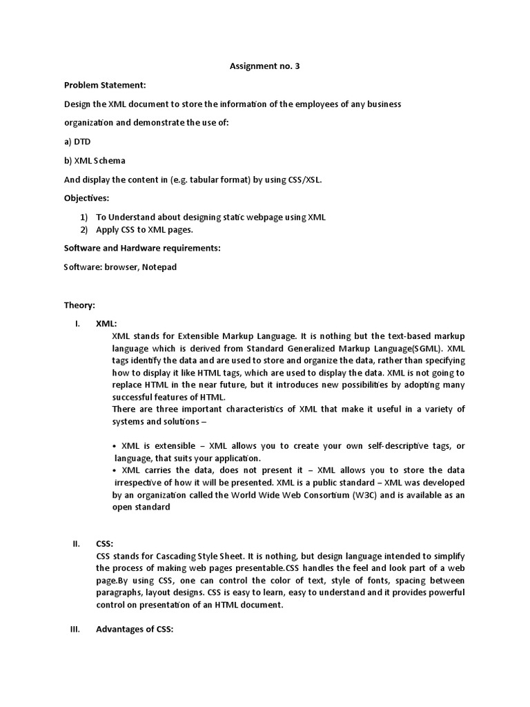 Assignment No 3 | PDF | Xml | Html