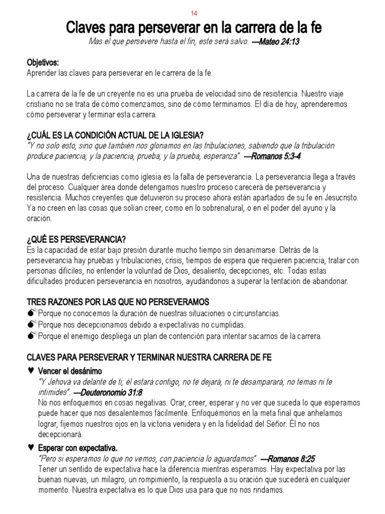 Perseverancia en la Fe Cristiana | PDF | Fe | Oración