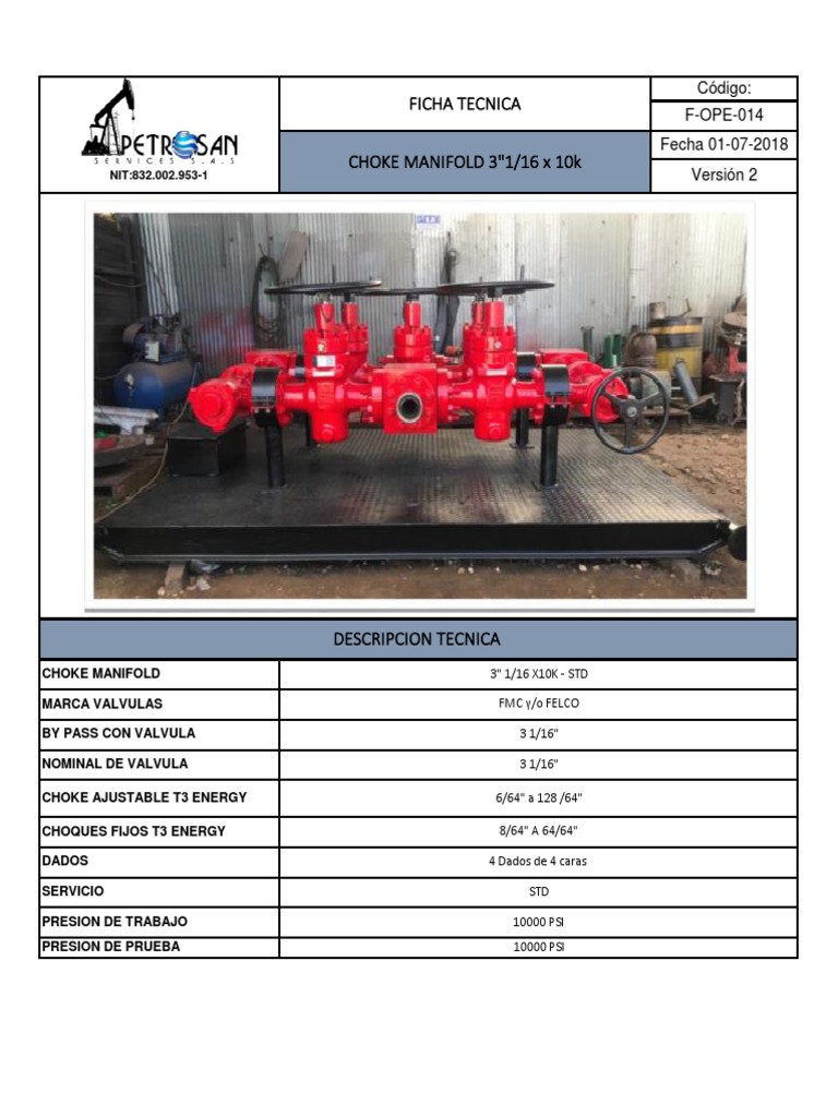 Data Sheet Choke Manifold 3 1-16 X 10K | PDF