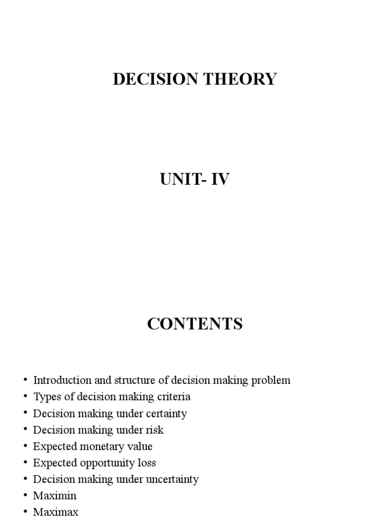 Decision Theory | PDF | Decision Making | Decision Theory
