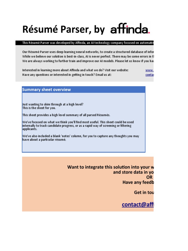 Affinda Parser FNRVTWSH | PDF | Résumé | Information Science