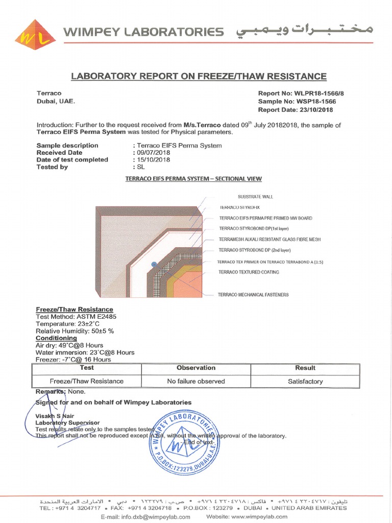 Terraco EIFS Perma System - Freeze, Thaw Resistance - ASTM E 2584 | PDF