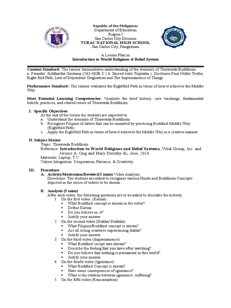 Theravada Buddhism Lesson Plan | PDF | Noble Eightfold Path | Indian ...
