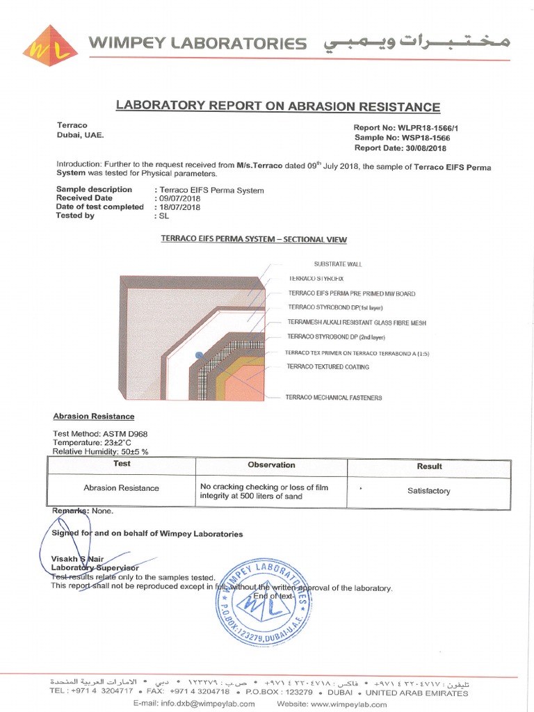 Terraco EIFS Perma System - Abrasion Resistance - ASTM D968 | PDF