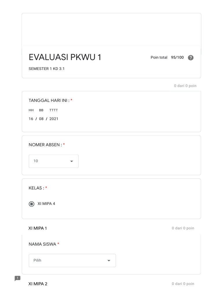 Evaluasi Pkwu 1 | PDF