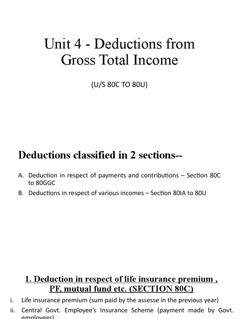 Tax Deductions Guide: Sections 80C-80U | PDF | Tax Deduction | Loans