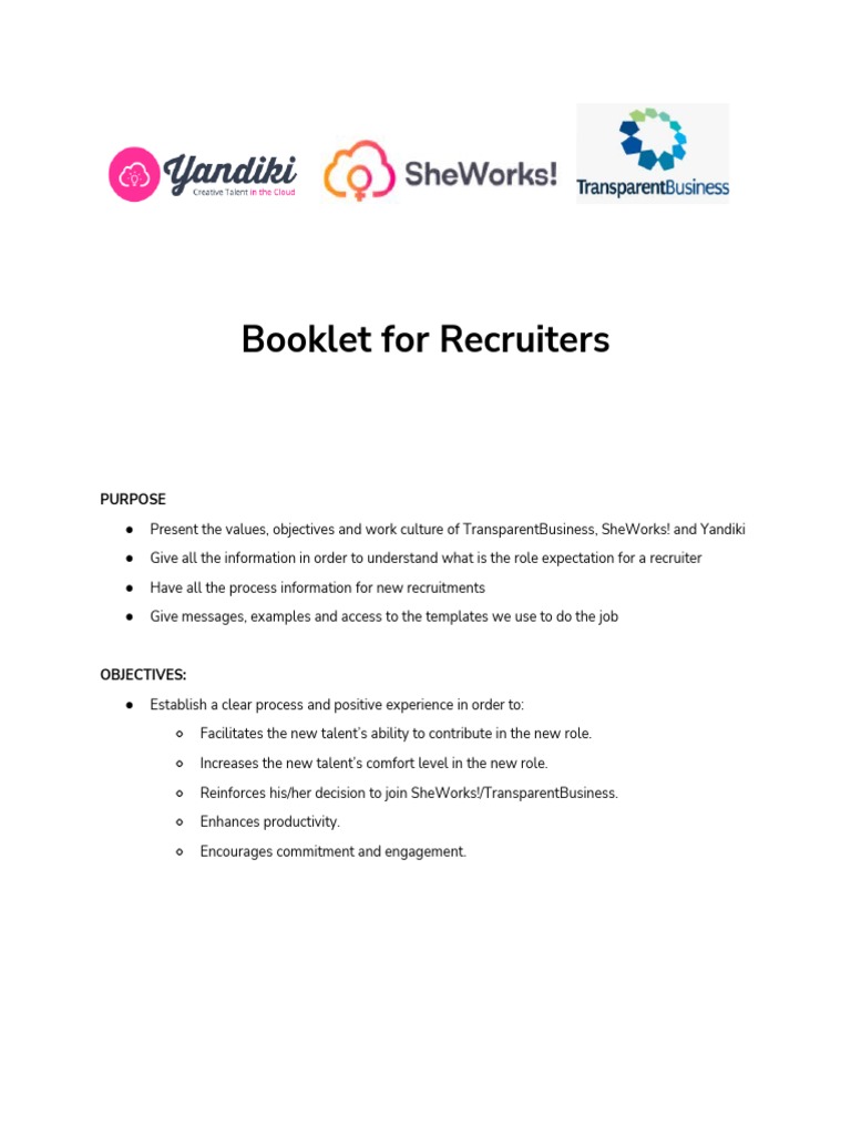 Booklet For Recruiters | PDF | Recruitment | Linked In