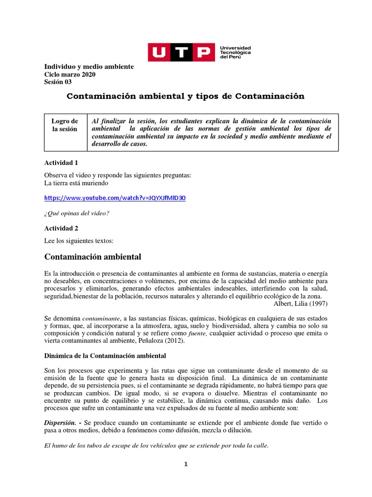 S03. s1 - Contaminacion Ambiental y Tipos de Contaminacion (Material de ...