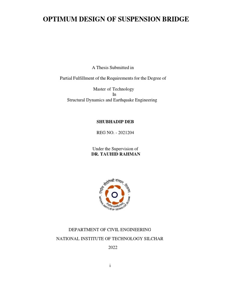 Optimum Design of Suspension Bridge | PDF | Bridge | Truss