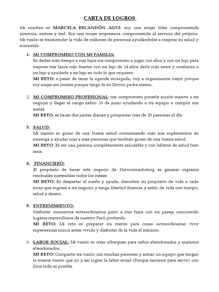 Carta de Logros | PDF