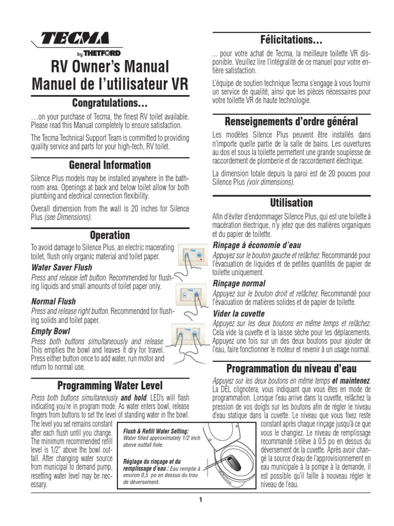 Manuel d'utilisation de la toilette Tecma | PDF | Tuyau | Ingénierie ...