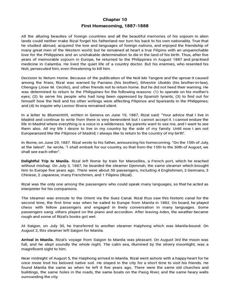 (RIZAL 101) First Homecoming | PDF