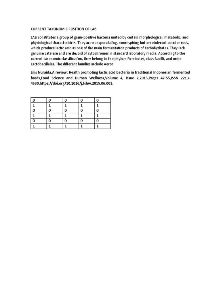Taxonomy of Lactic Acid Bacteria | PDF | Wellness | Science & Mathematics