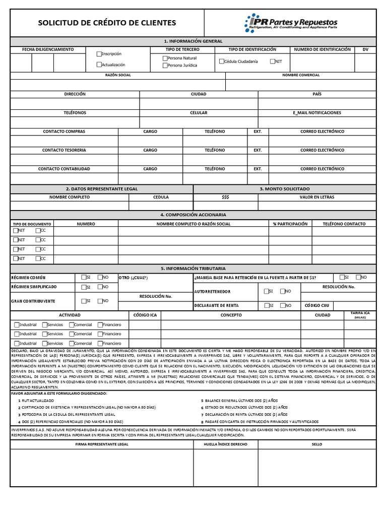 3.formato Solicitud de Credito de Clientes | PDF