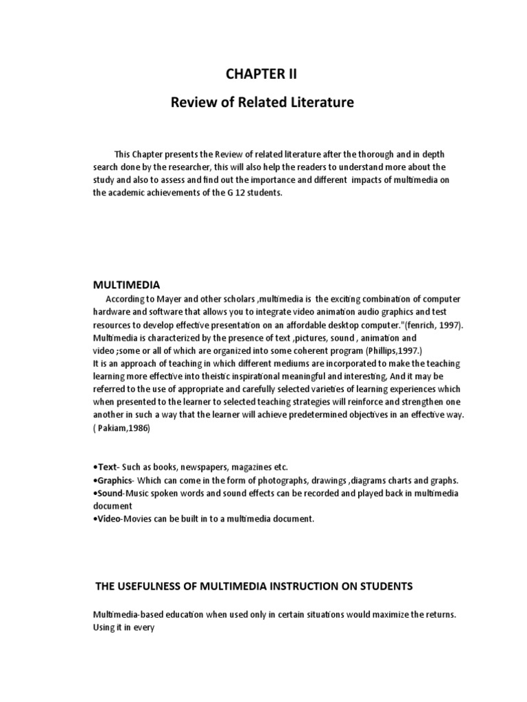 Review of Related Literature | PDF | Multimedia | Learning