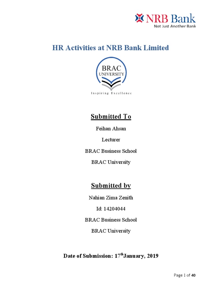 HR Activities at NRB Bank Limited: Submitted To | PDF | Salary ...