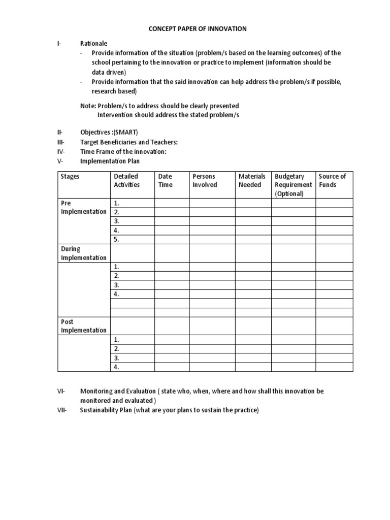 Concept Paper of Innovation | PDF