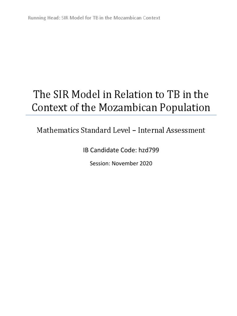 Mathematics Ia - Revised Final Version - SIR Model - TB in Mozambique ...