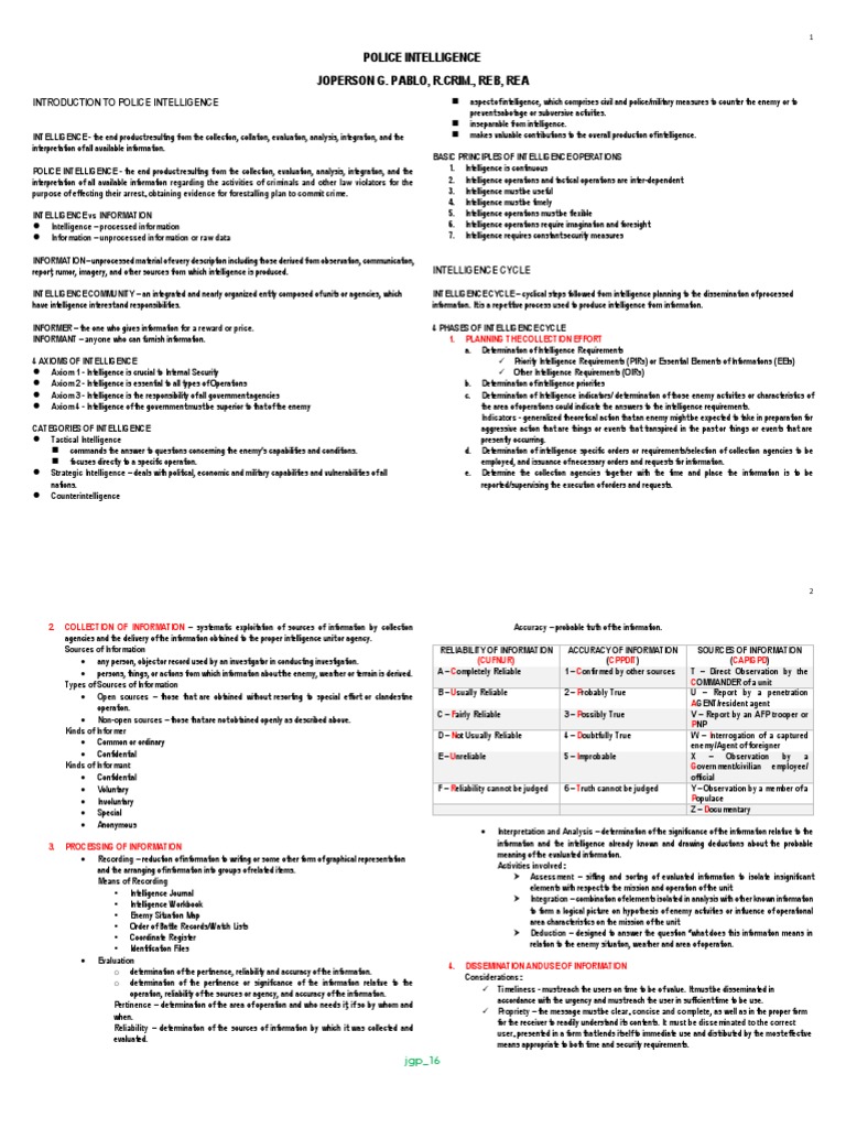 Understanding the PNP Intelligence Cycle | PDF | Espionage ...