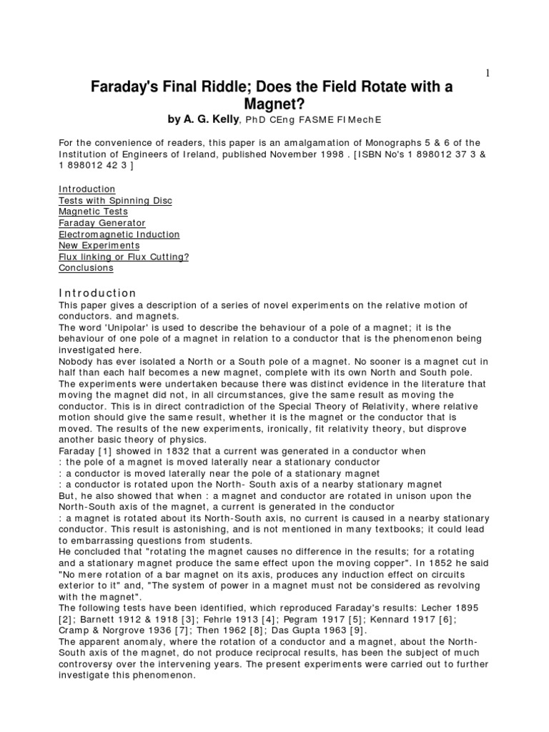 Faraday's Paradox | PDF | Electromagnetic Induction | Magnetic Field