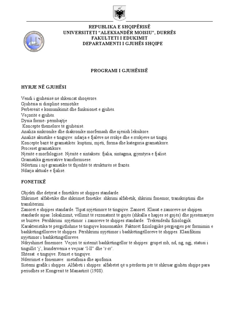 Programi I Provimit Te Formimit, Per Studentet | PDF