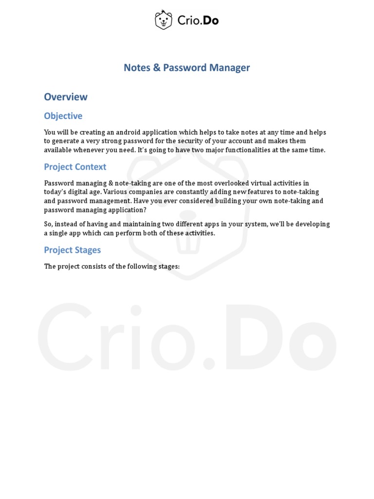 Notes & Password Manager: Objective | PDF | Android (Operating System ...