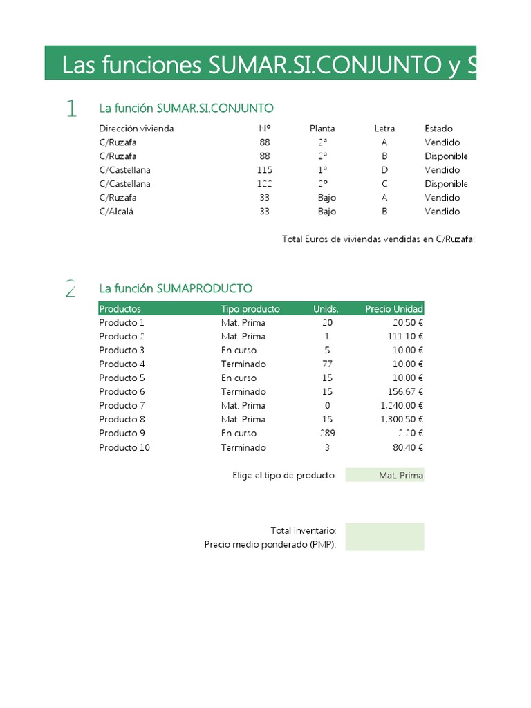 Las Funciones SUMAR - SI.CONJUNTO y SUMAPRODUCTO | PDF