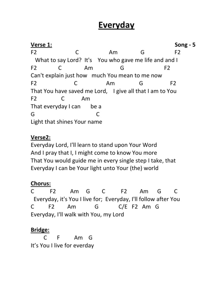 Everyday Worship Song Lyrics | PDF