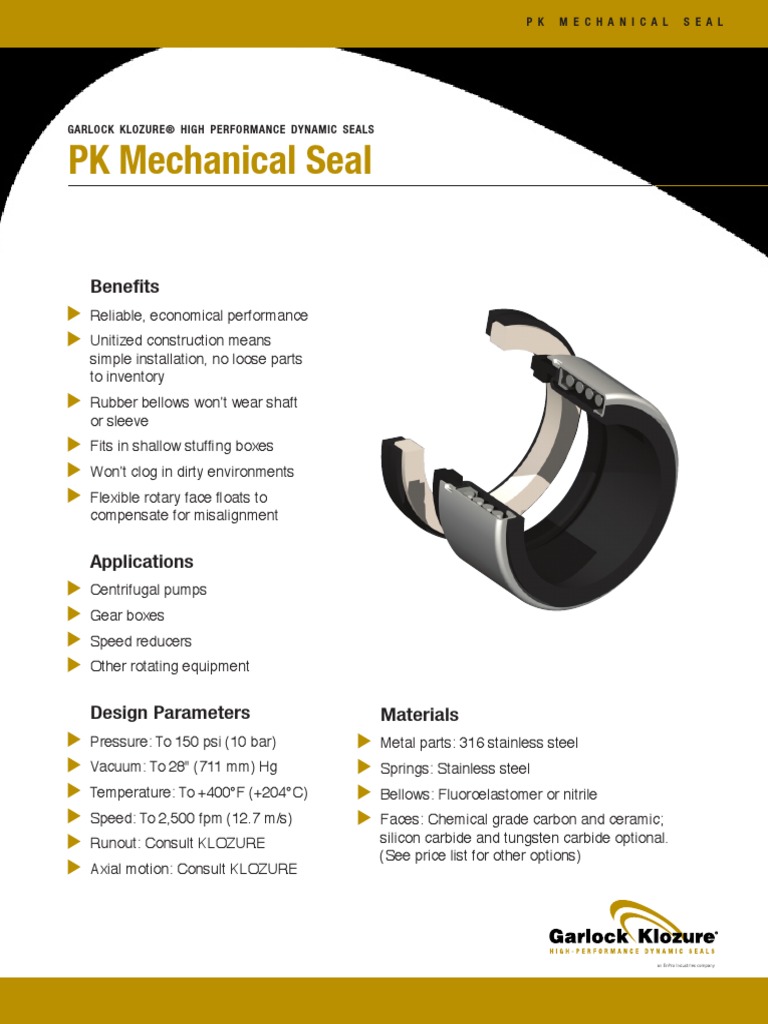Garlock Klozure® High Performance Dynamic Seals | PDF | Equipment ...