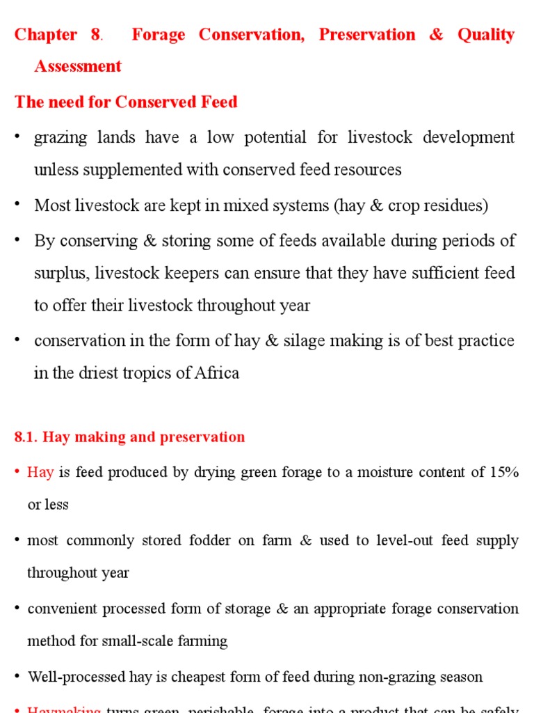 Chapter 8. Forage Conservation, Preservation & Quality Assessment The ...