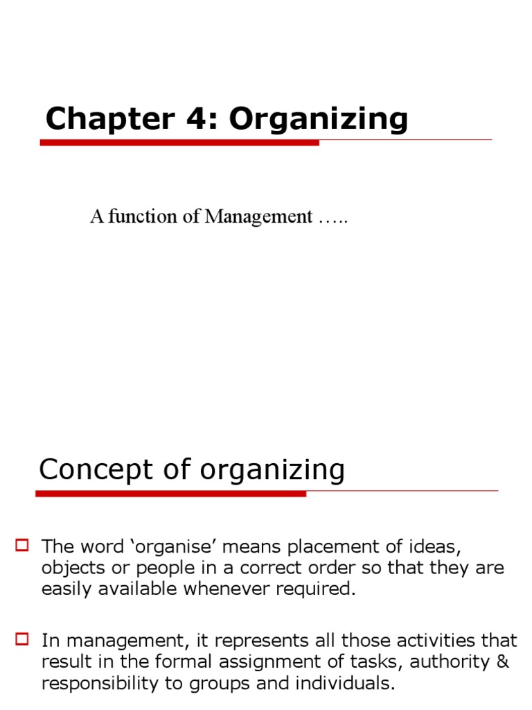 Chapter 4: Organizing: A Function of Management . | PDF | Goal | Marketing