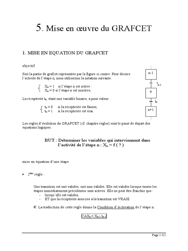 Équations d'Activation GRAFCET | PDF | Logique | Logique mathématique