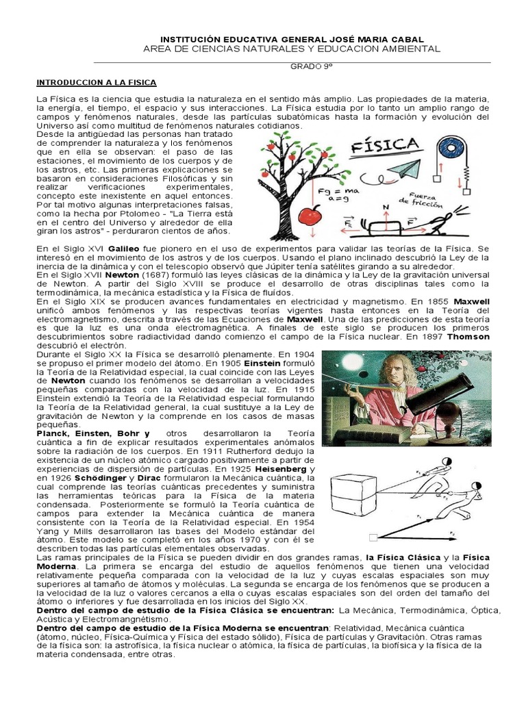 Guia de Introducción A La Física-Noveno-Jmc | PDF | Física | Mecánica ...