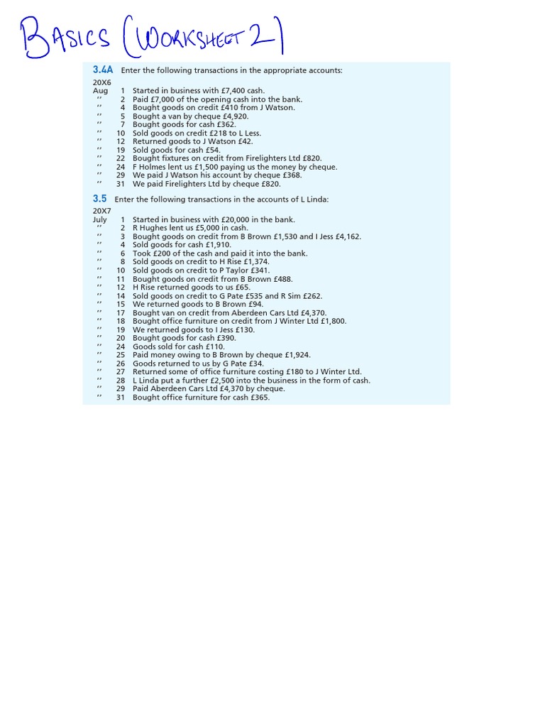 Basic Financial Accounting Worksheet 2 | PDF | Cheque | Banks