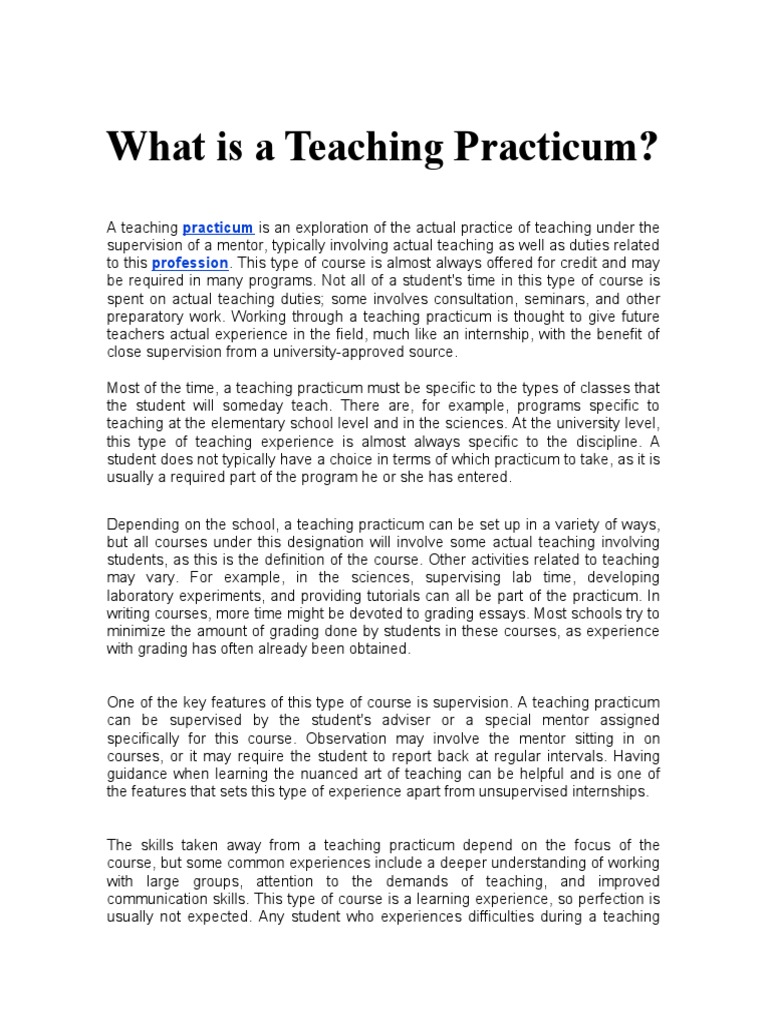 What Is A Teaching Practicum? | Download Free PDF | Educational ...
