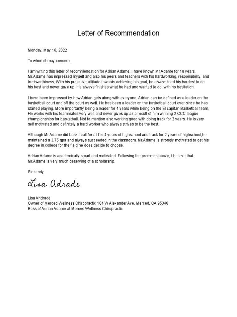 Letter of Rec | PDF | Career & Growth | Self-Improvement