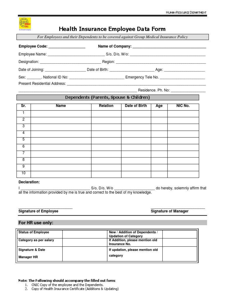 Health Insurance Form | PDF