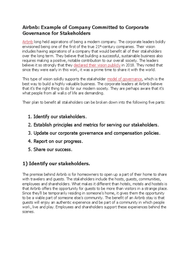 Airbnb: Example of Company Committed To Corporate Governance For ...