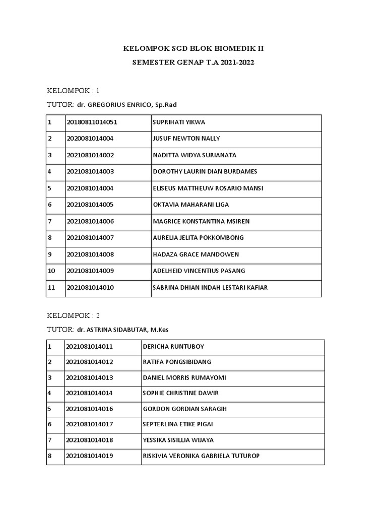Kelompok SGD Blok Biomedik II | PDF