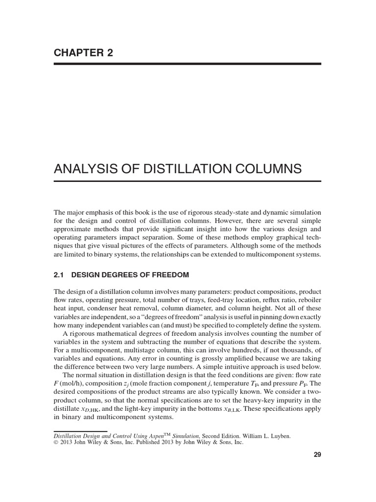 Analysis of Distillation Columns 2013 | PDF | Distillation | Unit ...