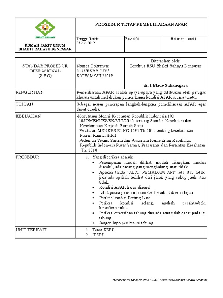 Protap Pemeliharaan Apar | PDF