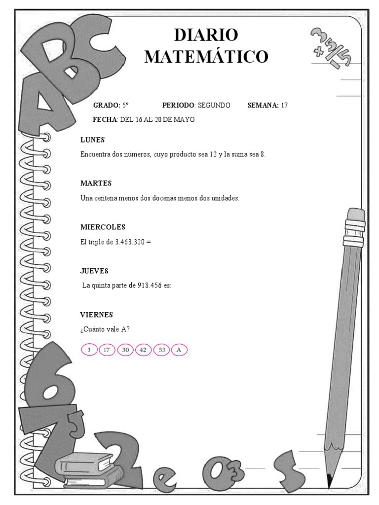Diario Matemático 5° | PDF