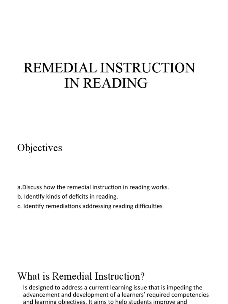 Remedial Instruction in Reading | PDF | Phonics | Vowel