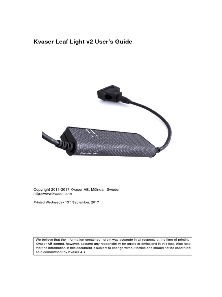 Kvaser Leaf Light | PDF | Usb | Electromagnetic Compatibility