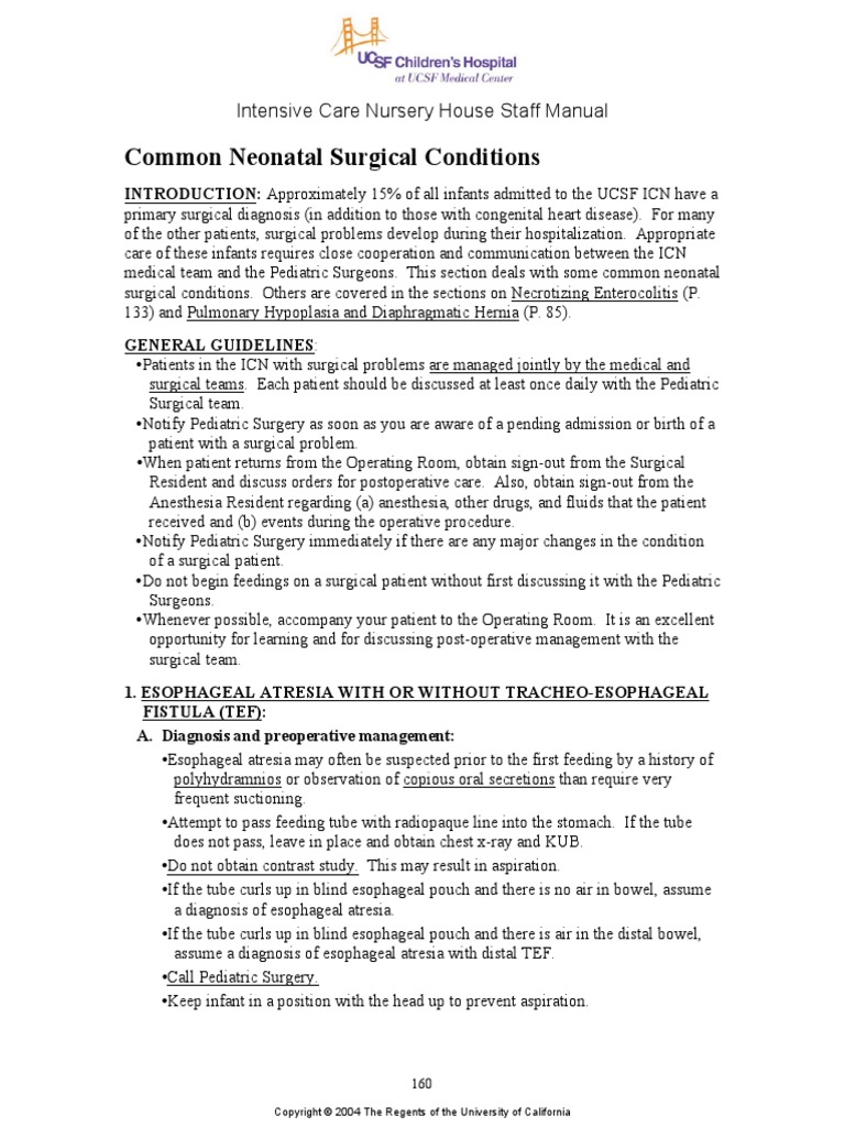Common Neonatal Surgical Conditions: Intensive Care Nursery House Staff ...