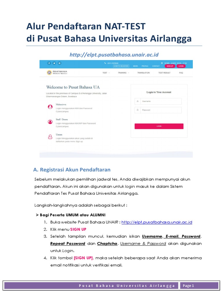 Alur Pendaftaran NAT-Test UNAIR | PDF