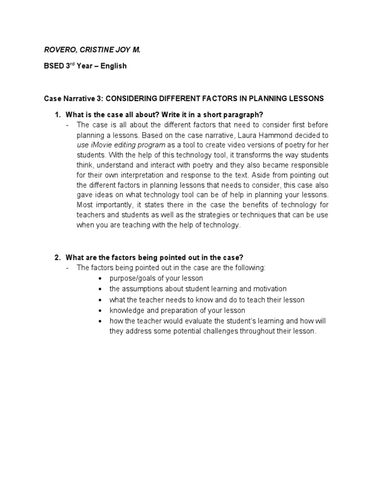 Case Narrative 3 | PDF | Career & Growth