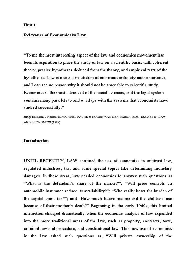 Relevance of Economics in Law | PDF | Capitalism | Economics